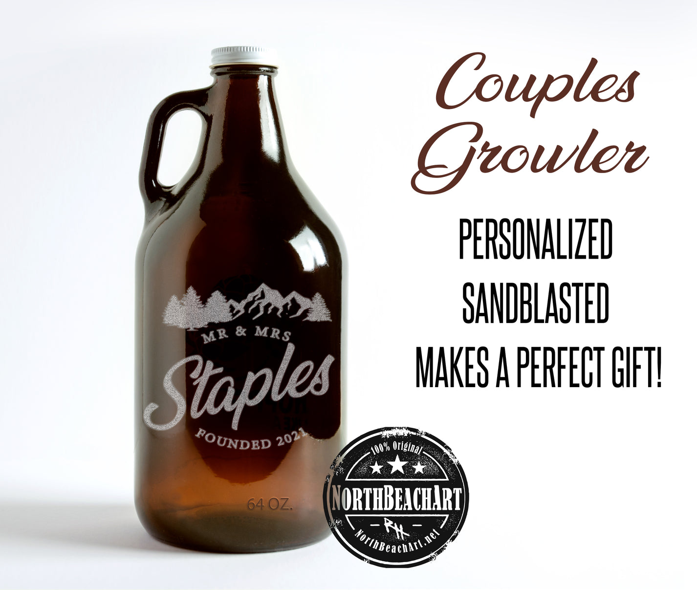 Personalized Couples Growler – NorthBeachArt
