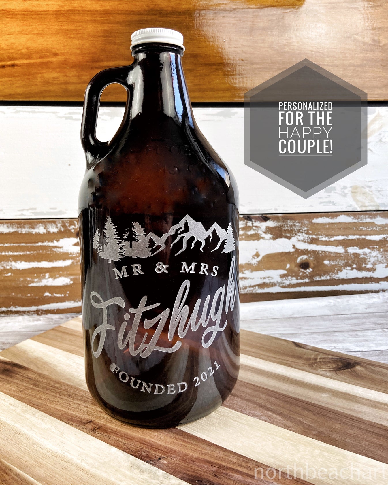 Personalized Couples Growler – NorthBeachArt